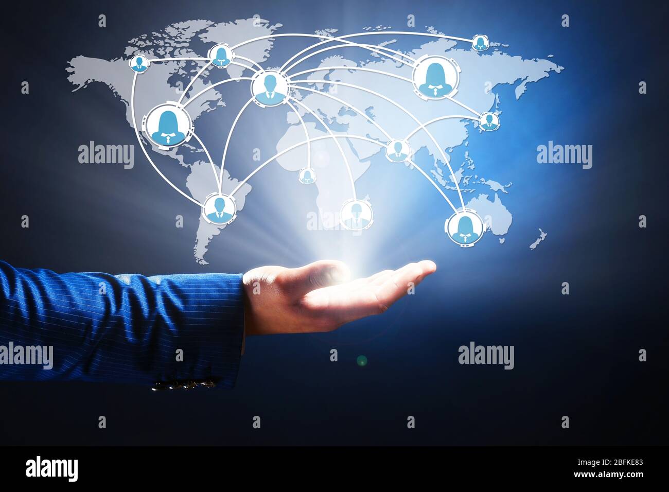 Hand with social network structure Stock Photo - Alamy