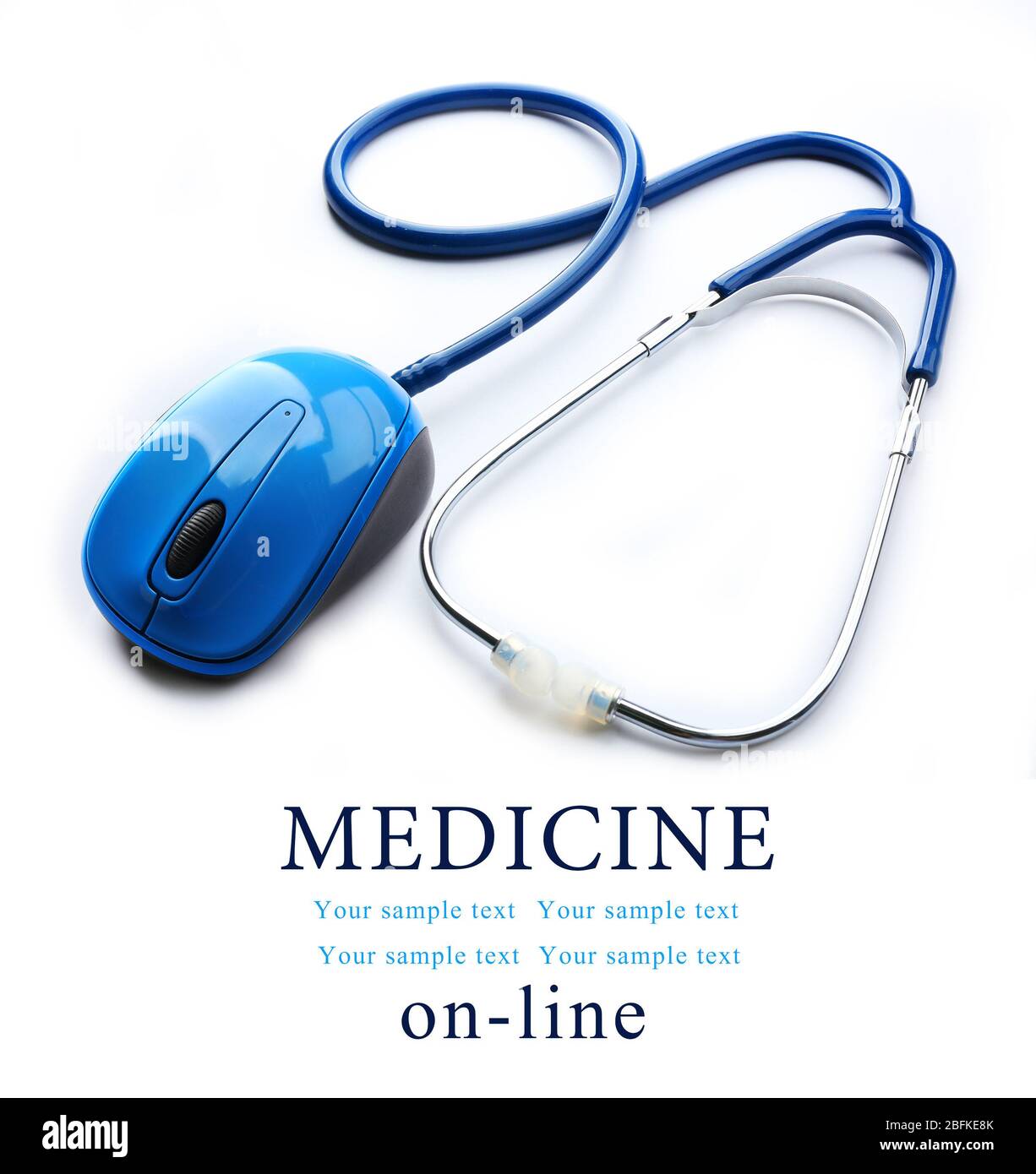 Stethoscope with computer mouse isolated on white. Medical online ...