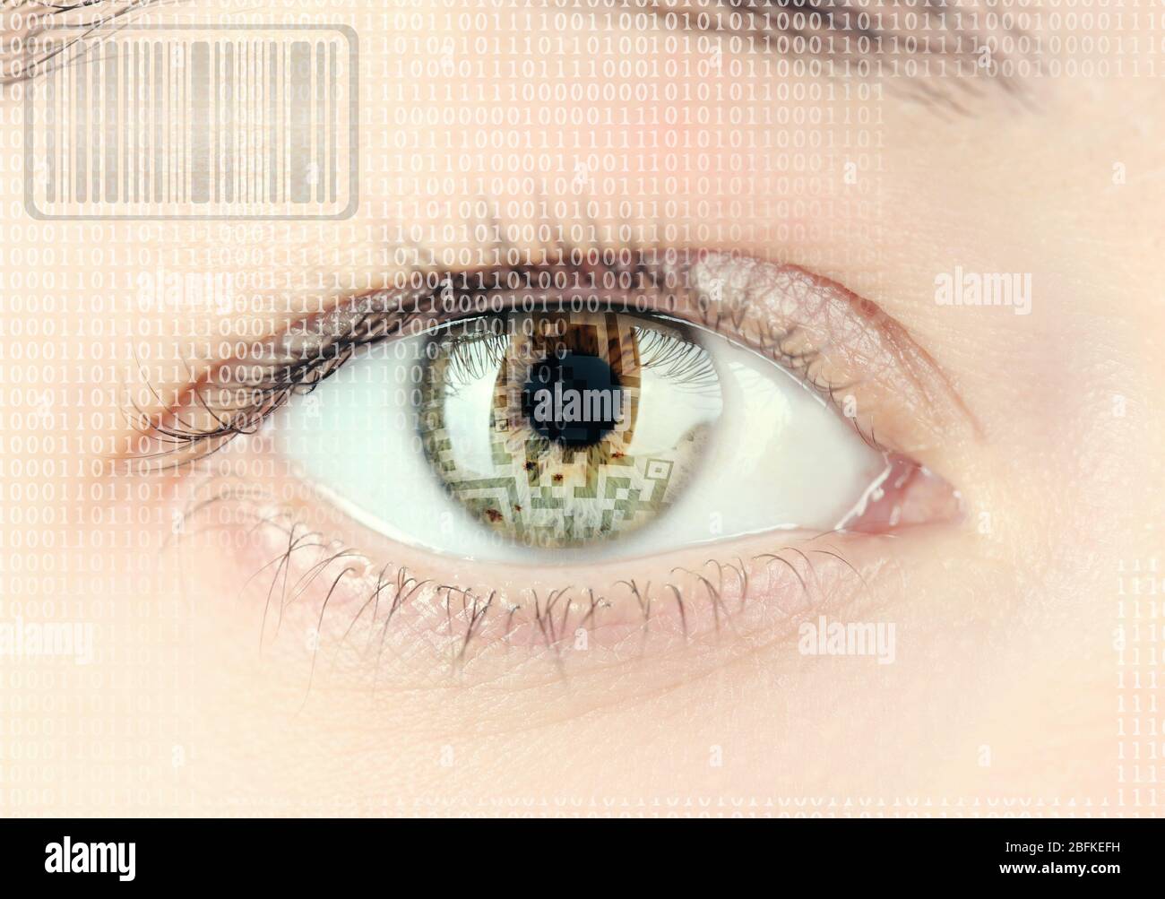 Human eye with integrated codes Stock Photo - Alamy