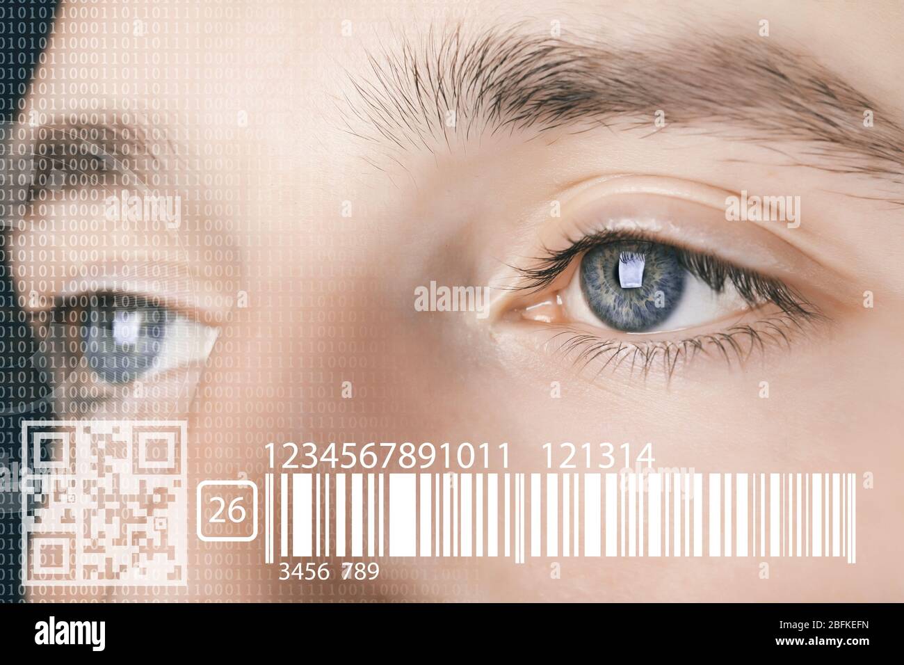 Human eyes with integrated codes Stock Photo - Alamy