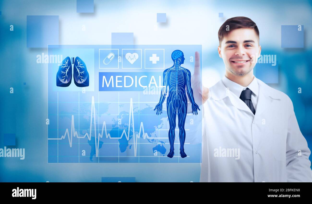 Medicine doctor working with modern computer interface.Modern medical ...