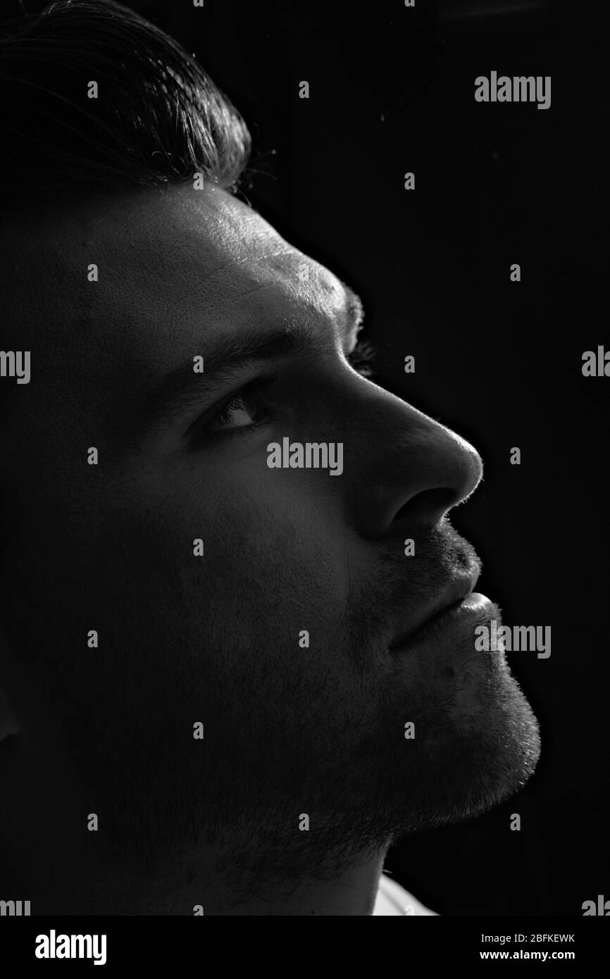 Man profile view Black and White Stock Photos & Images - Alamy