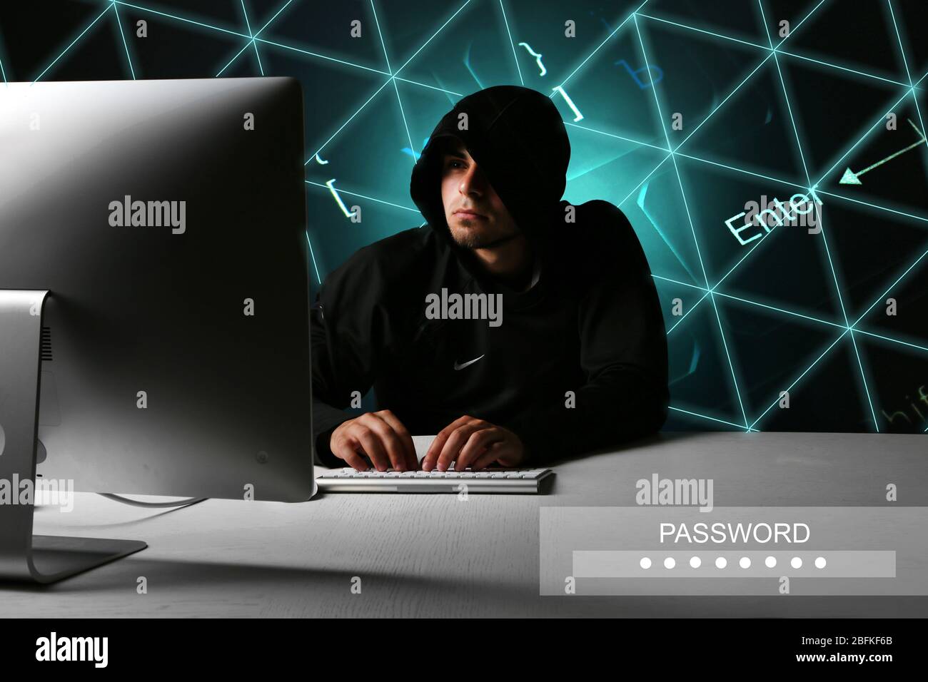 Hacker working with computer Stock Photo - Alamy