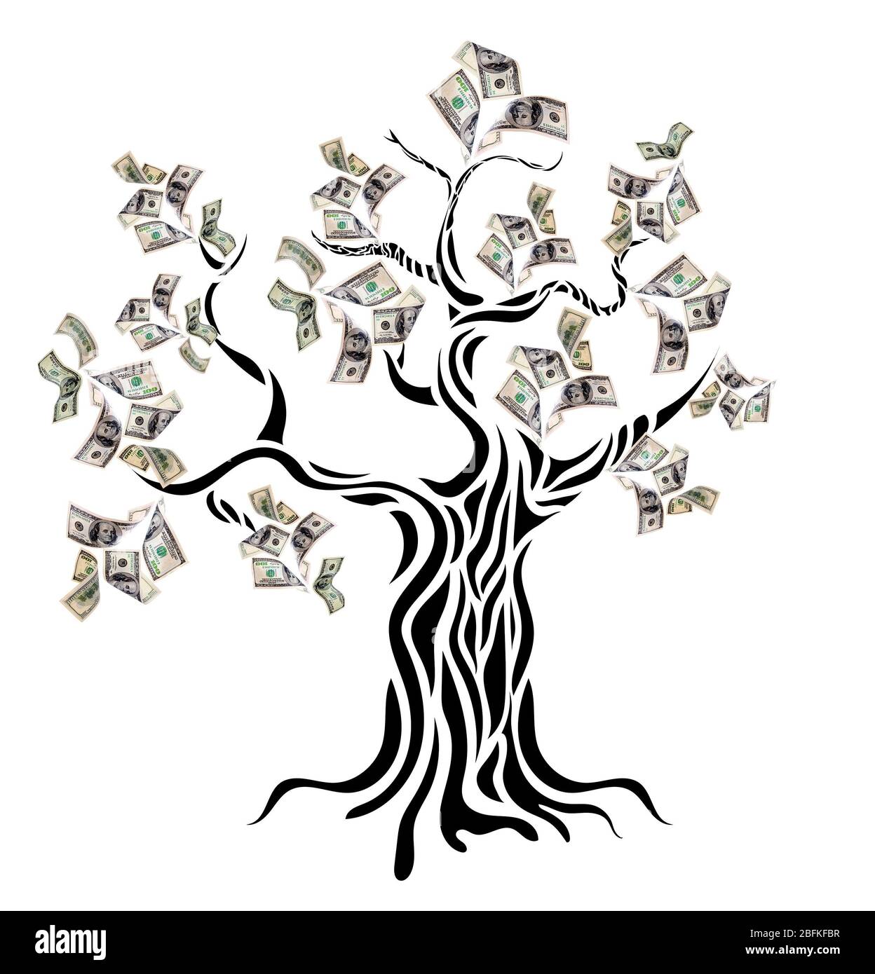 Money concept. Money tree isolated on white. Vector illustration Stock ...