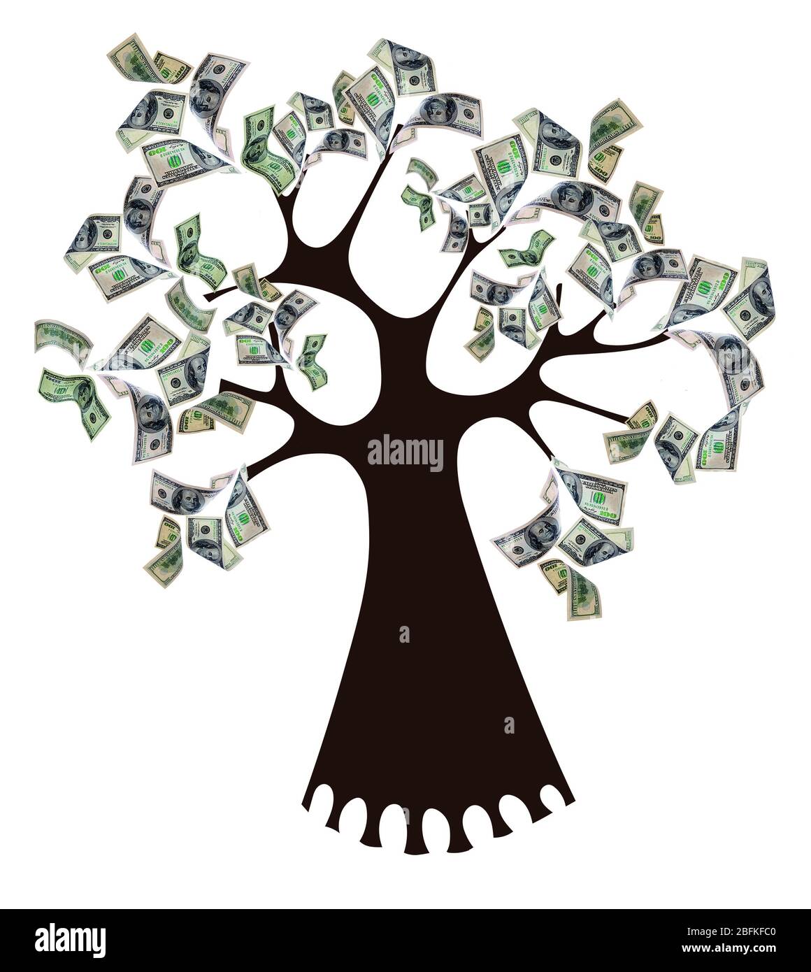 Money concept. Money tree isolated on white. Vector illustration Stock ...