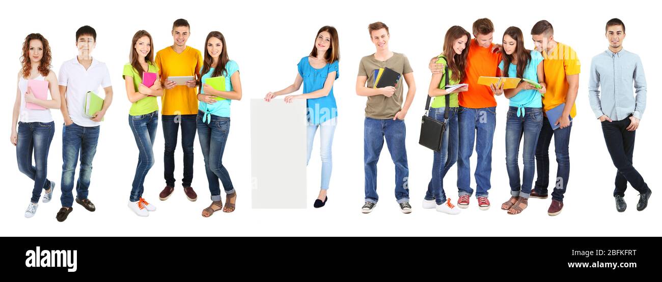 Different students, isolated on white Stock Photo - Alamy