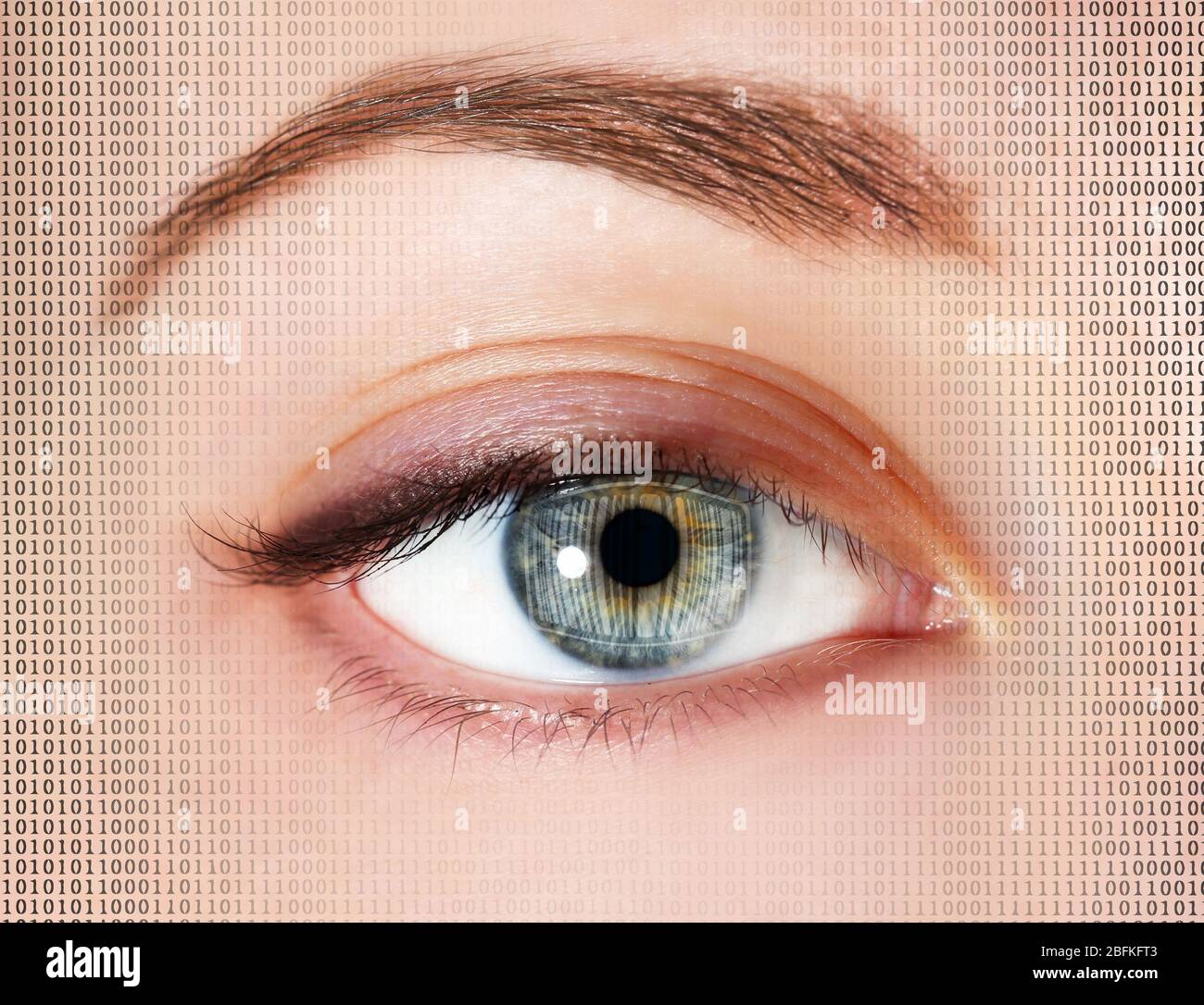 Human eye with integrated binary code Stock Photo - Alamy