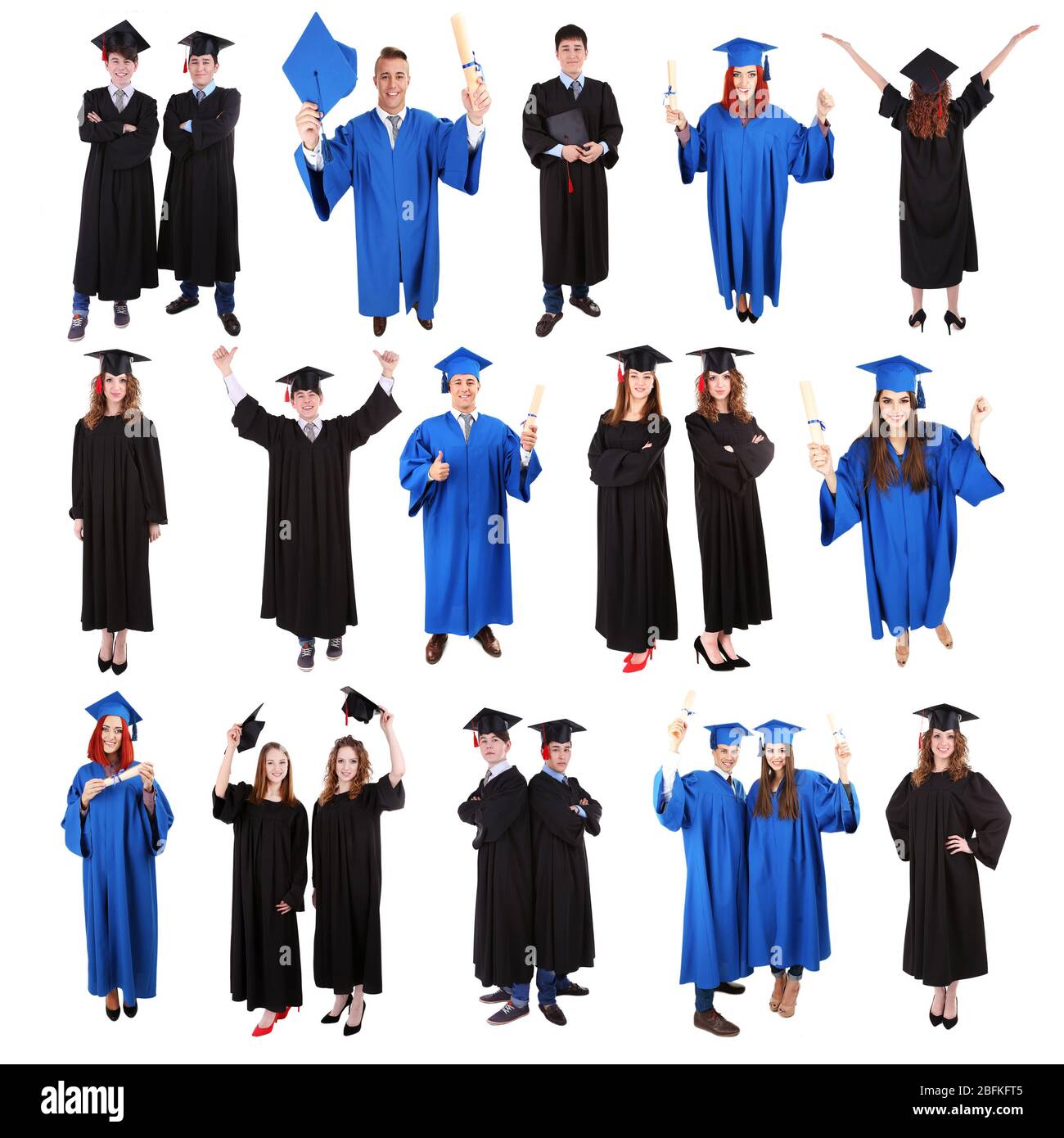 Graduating students, isolated on white Stock Photo - Alamy