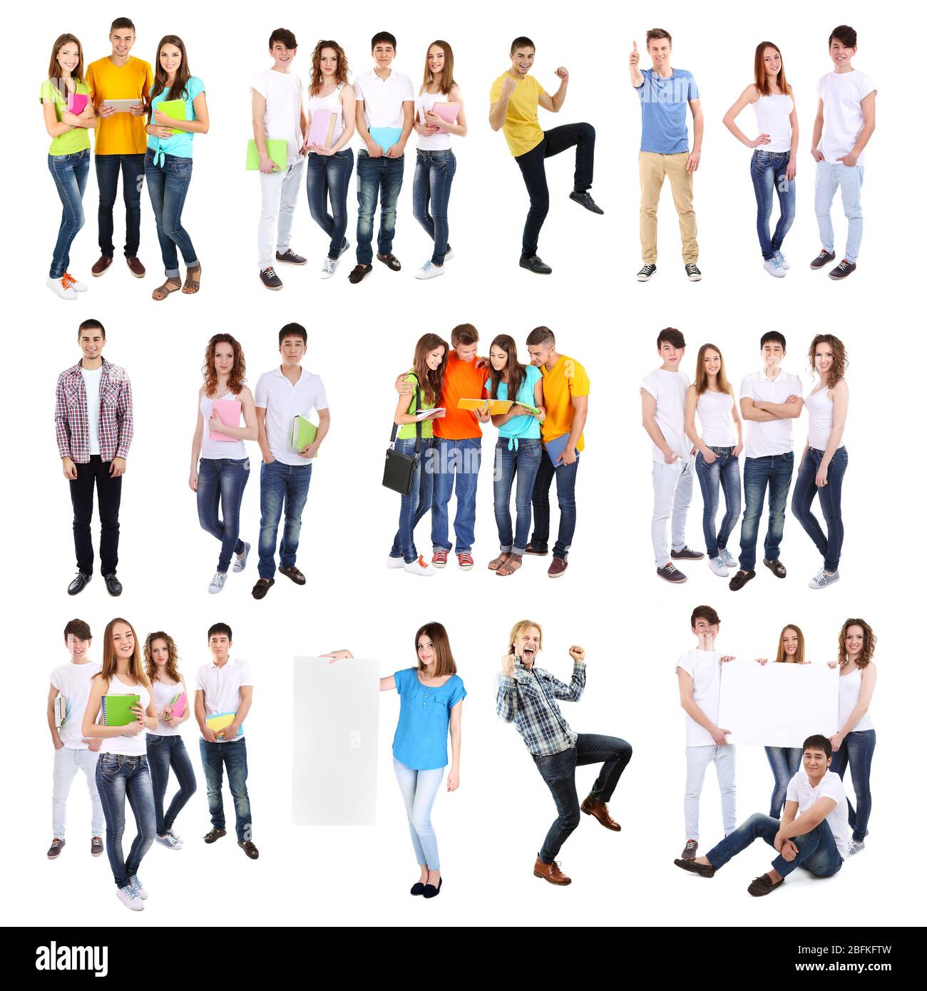 Different groups of students, isolated on white Stock Photo - Alamy