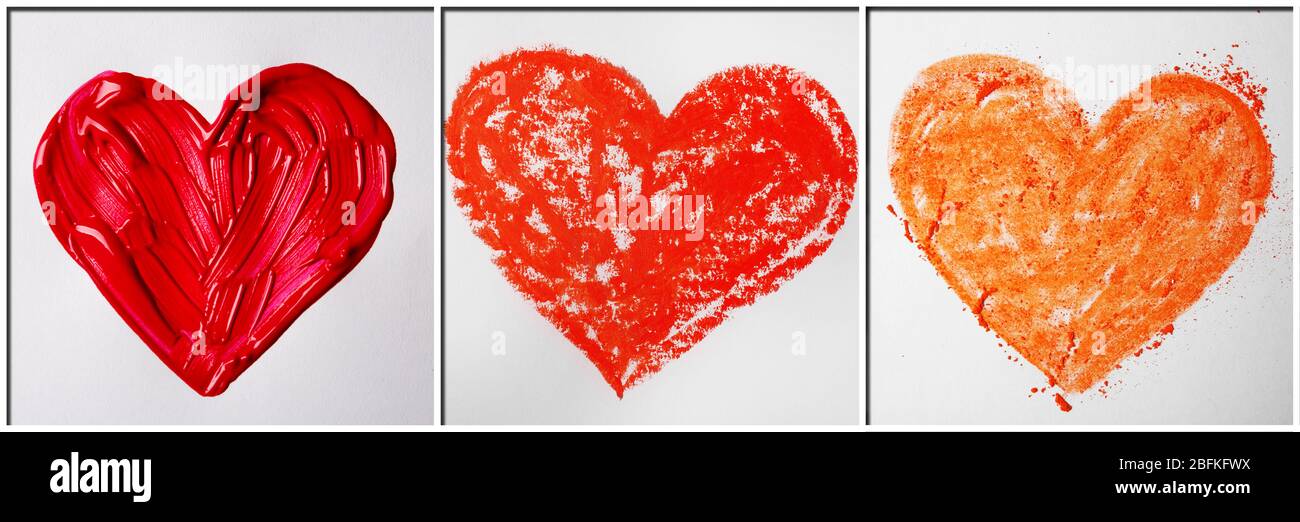Painted hearts collage Stock Photo - Alamy