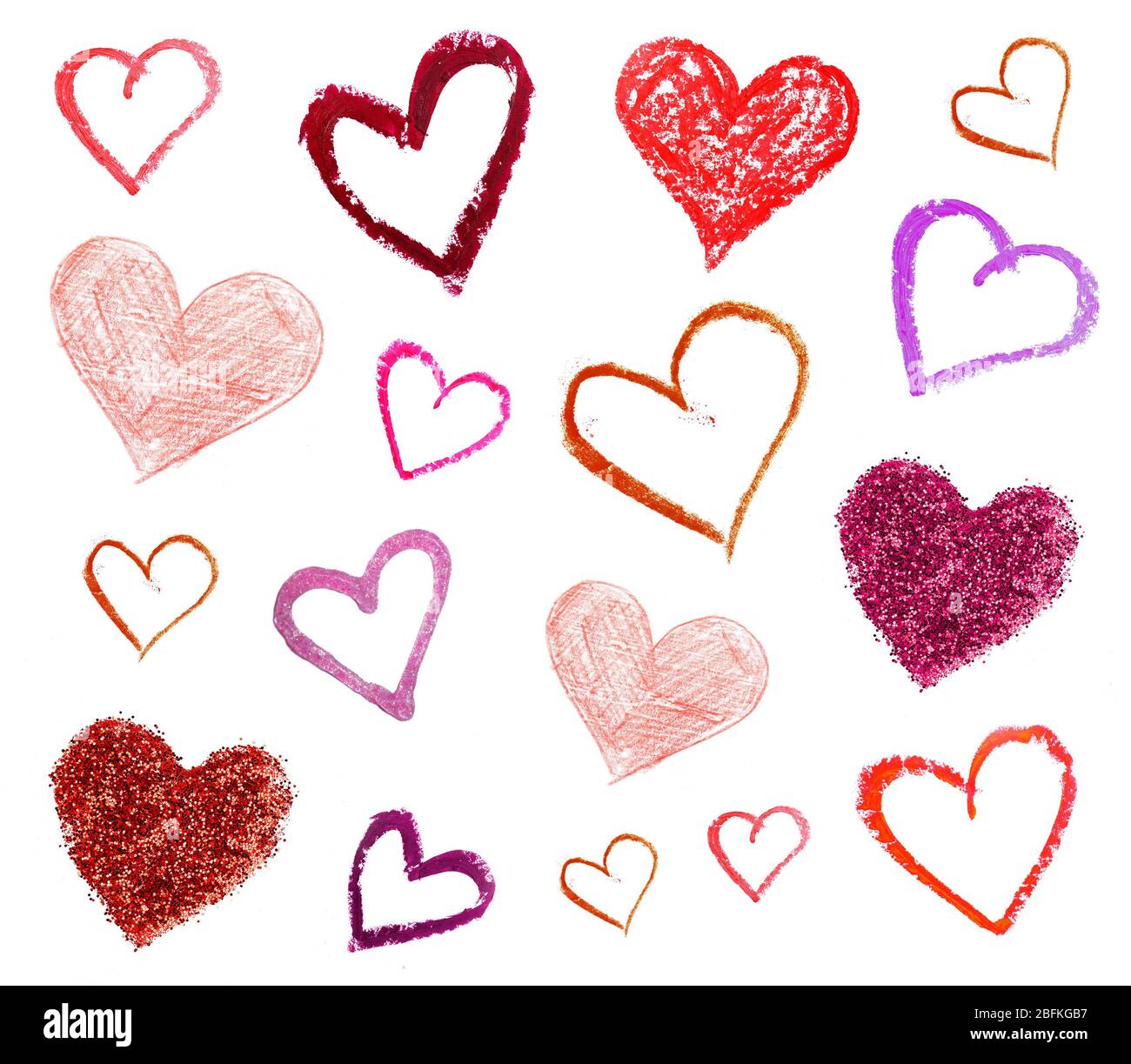 Different hearts isolated on white Stock Photo - Alamy