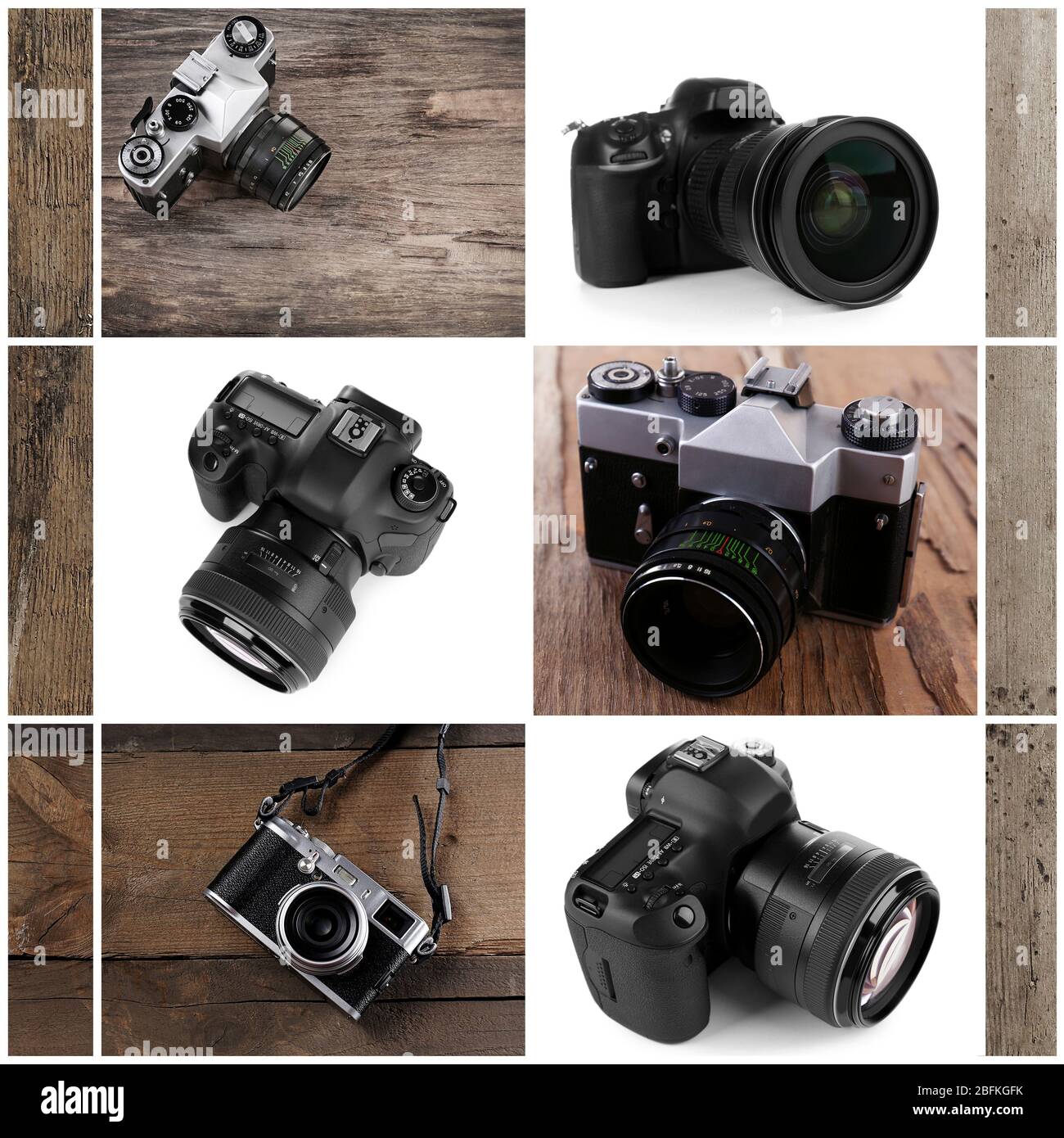 Collage of photo cameras Stock Photo - Alamy