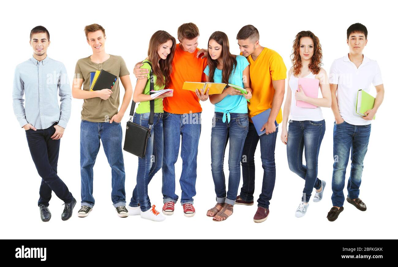 Different students, isolated on white Stock Photo - Alamy