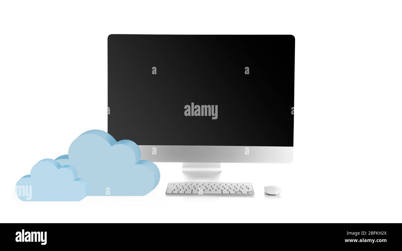 New modern PC with clouds. Cloud computing concept Stock Photo - Alamy