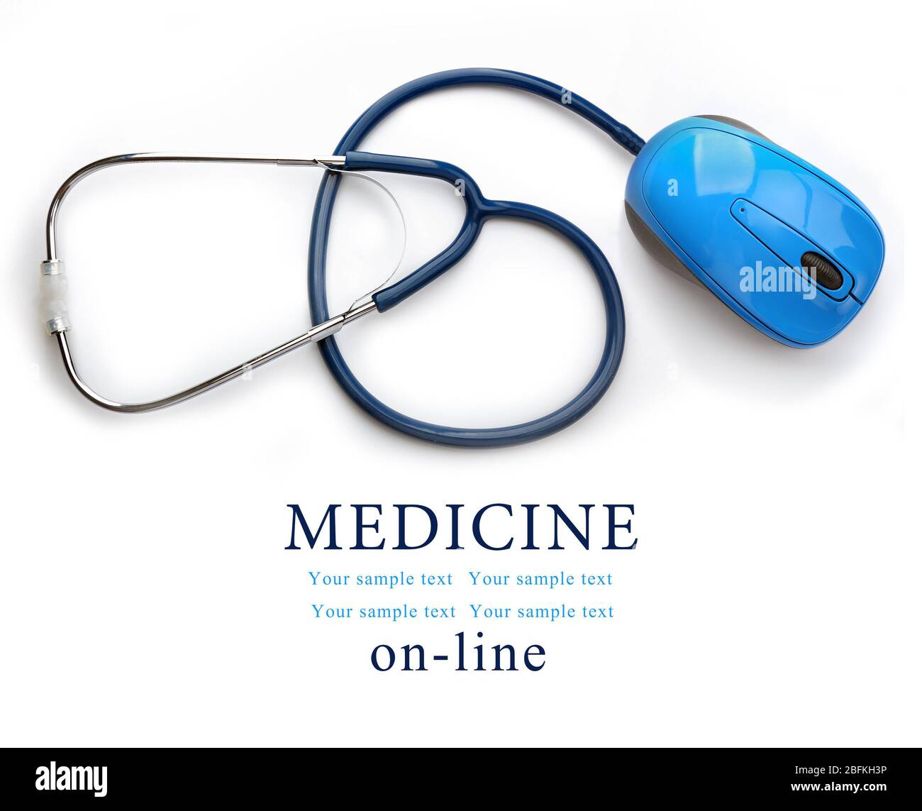 Stethoscope with computer mouse isolated on white. Medical online ...