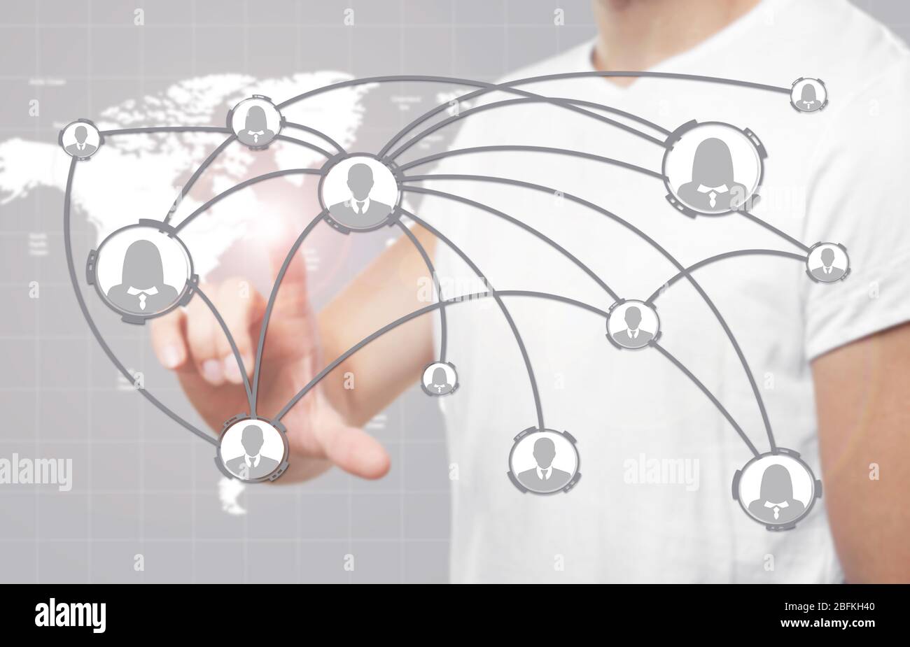 Hand with social network structure Stock Photo - Alamy