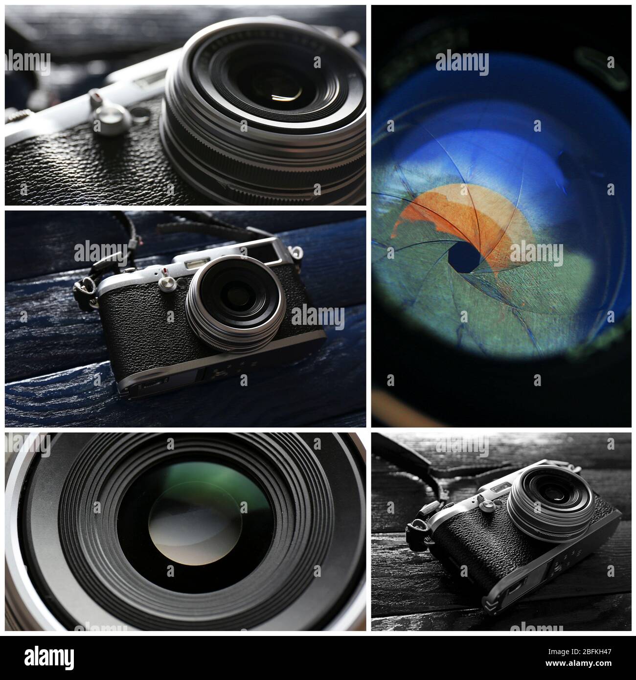 Collage of retro camera Stock Photo - Alamy