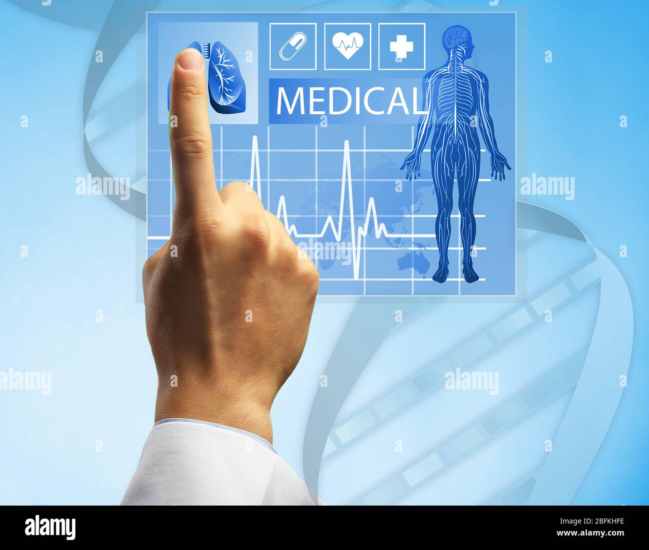 Medicine doctor working with modern computer interface.Modern medical ...