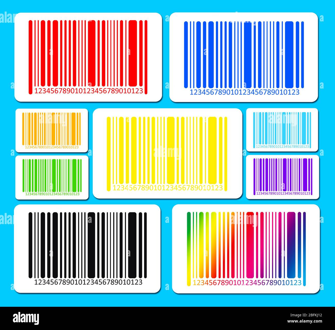 Bright bar codes on blue background. Vector image Stock Photo - Alamy
