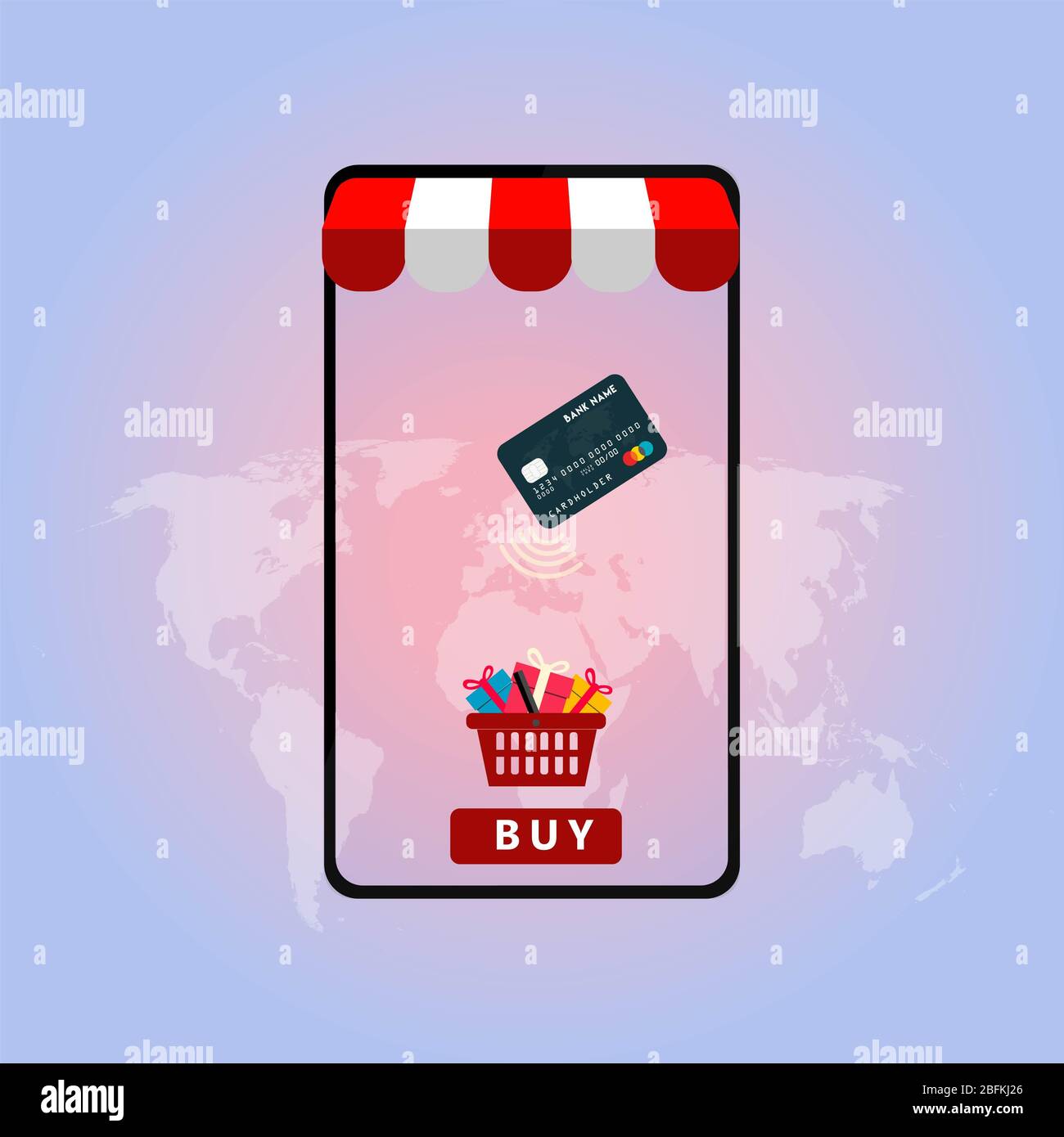 24/7 open mobile marketing vector design on the world map Stock Photo ...