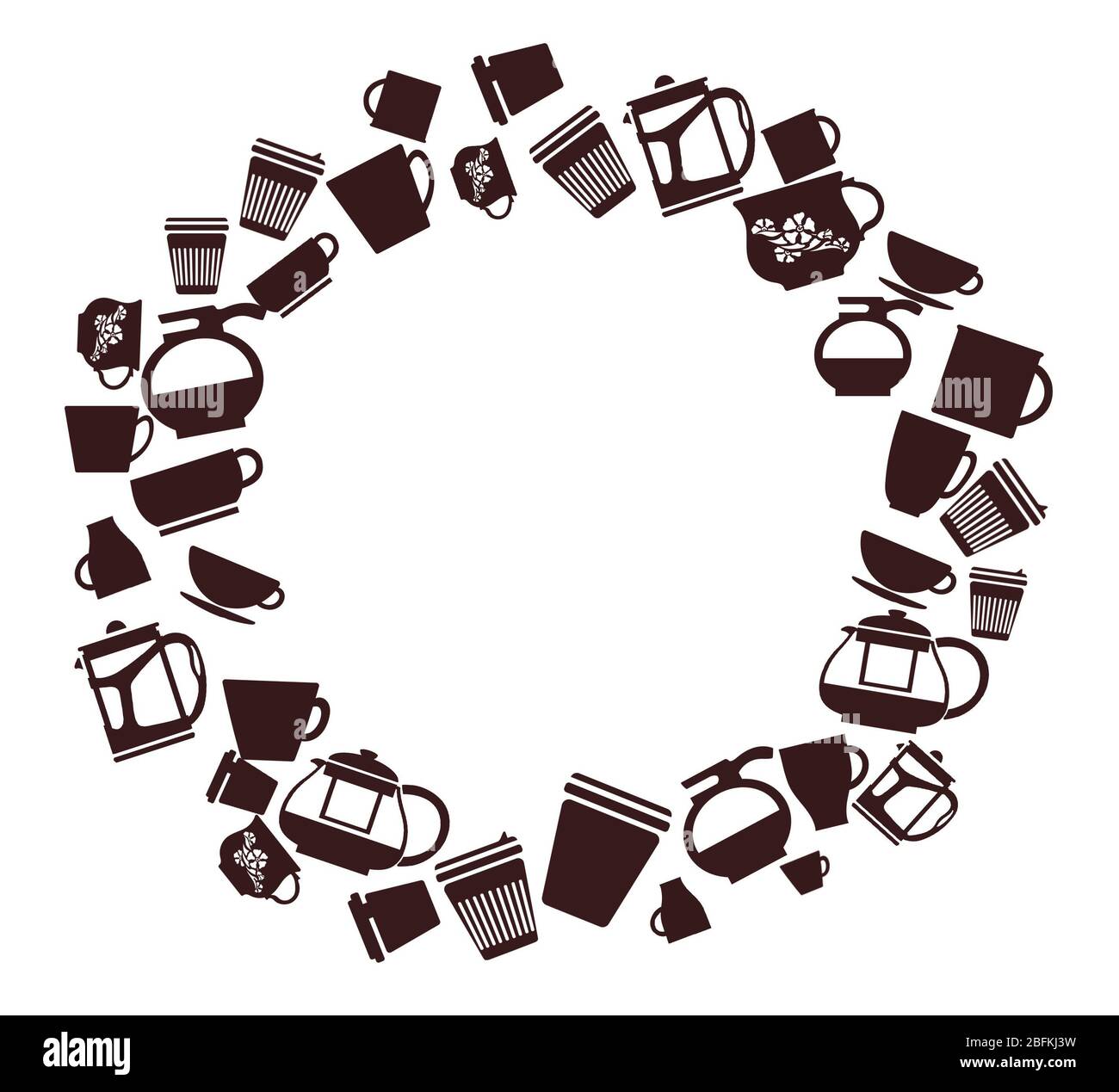 Frame with coffee vector icons on white background Stock Photo - Alamy