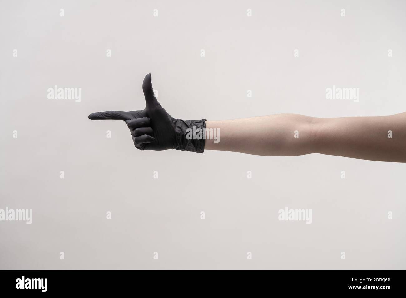 Hands in black leather gloves hi-res stock photography and images - Alamy