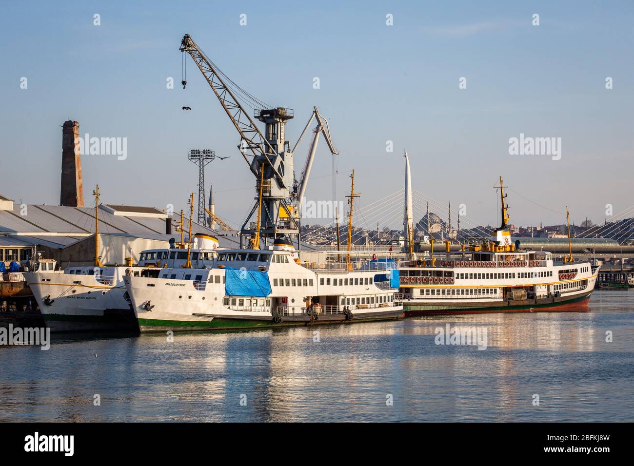 View of Istanbul’s historic Golden Horn, Halic in Turkish, Shipyard ...