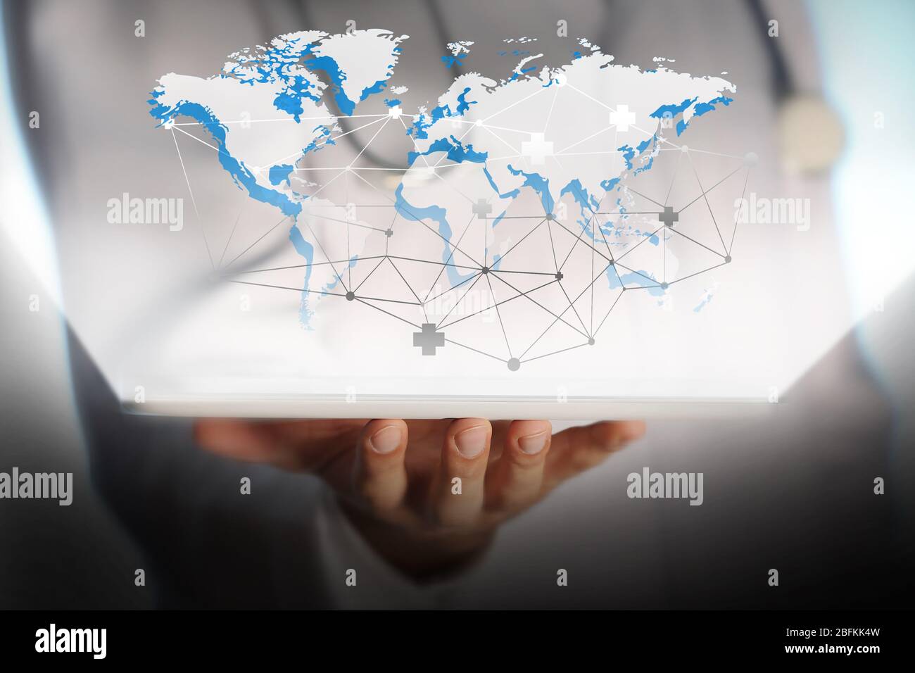 Medicine doctor working with modern computer interface.Modern medical ...