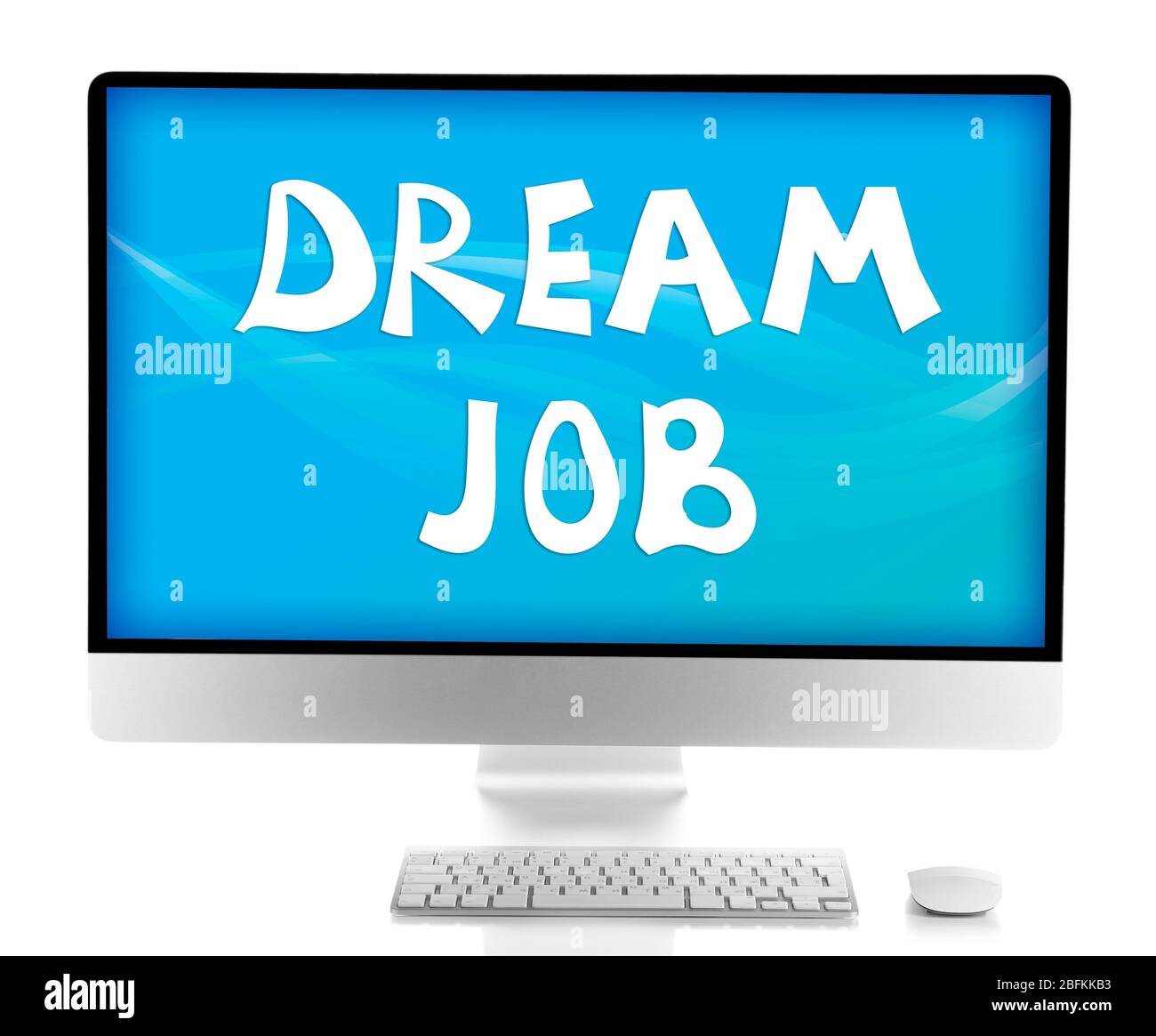 Dream job concept. Modern computer isolated on white Stock Photo - Alamy