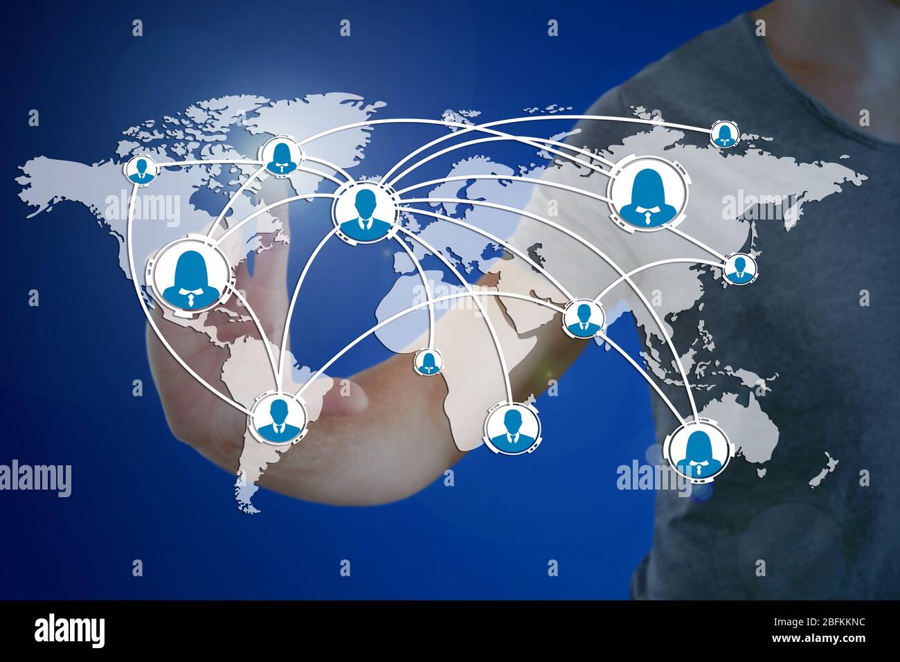 Hand with social network structure Stock Photo - Alamy