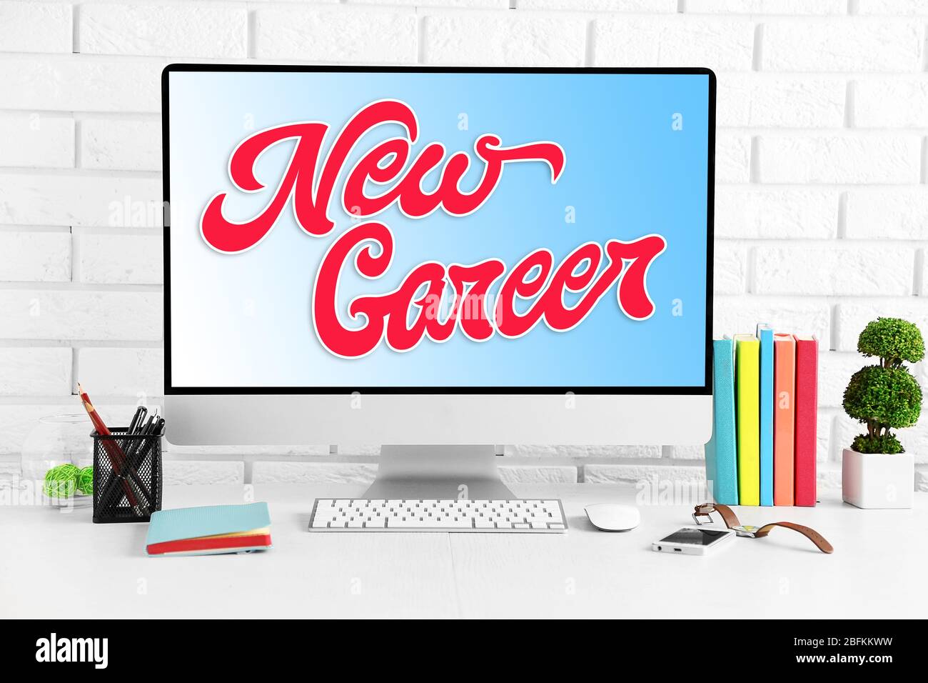 Dream job concept. Office workplace with modern computer Stock Photo ...