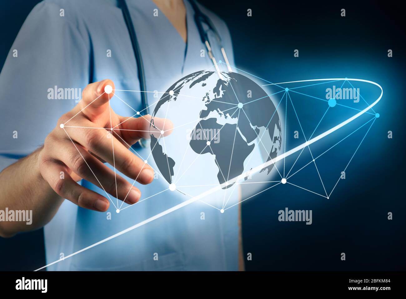 Medicine doctor working with modern computer interface.Modern medical ...