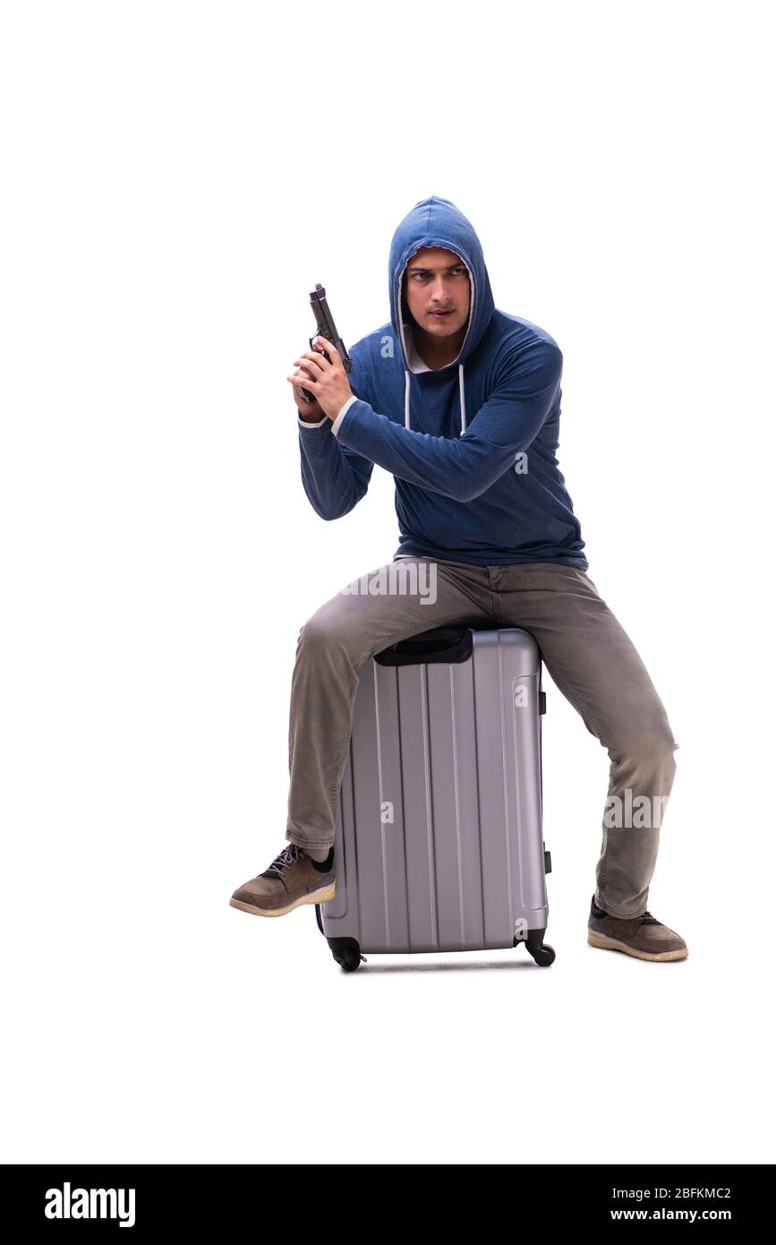 Young male bandit isolated on white background Stock Photo - Alamy