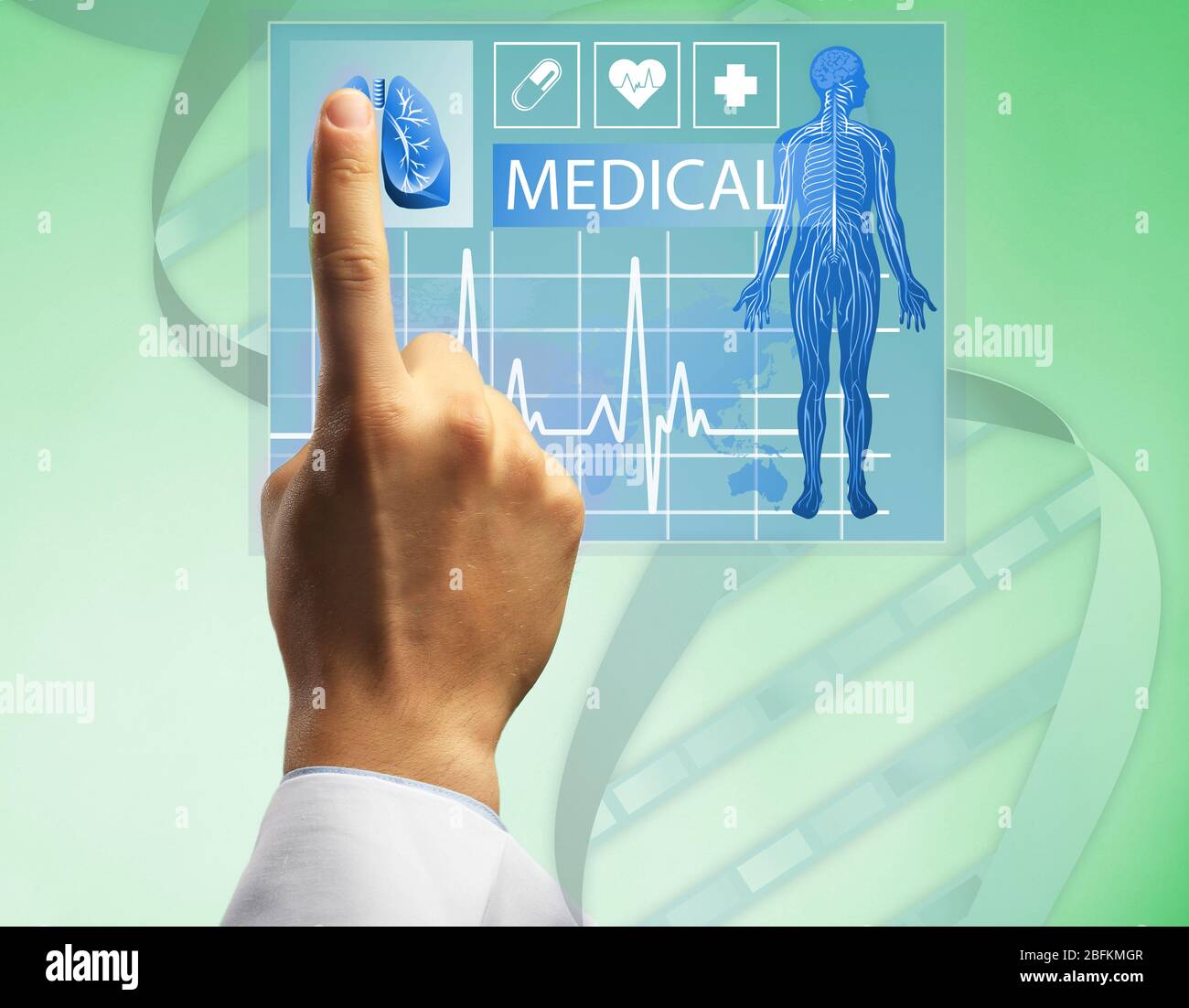 Medicine doctor working with modern computer interface.Modern medical ...