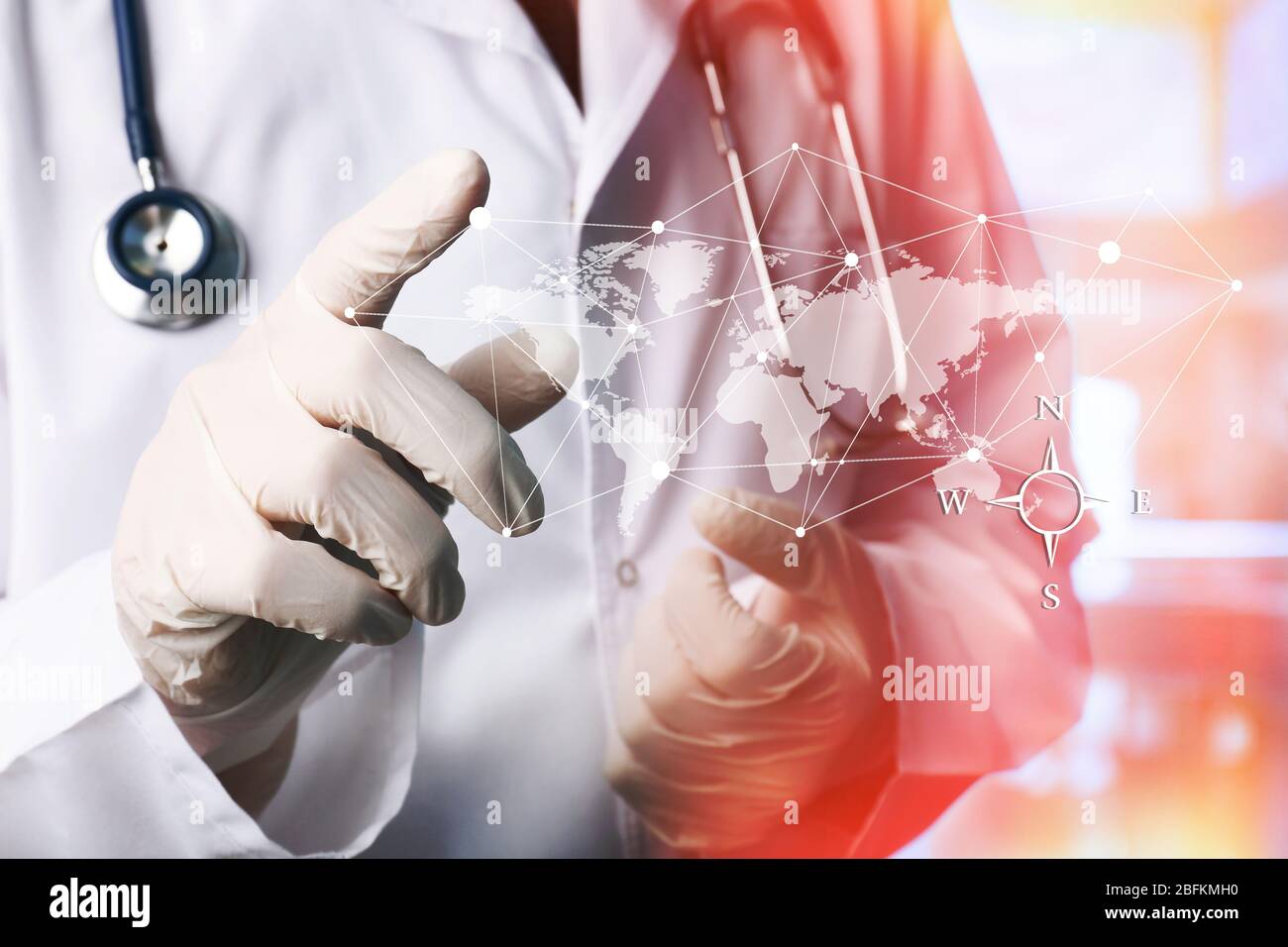 Medicine doctor working with modern computer interface.Modern medical ...