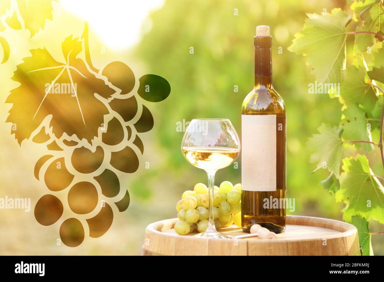 Wine vector image on nature background Stock Photo - Alamy