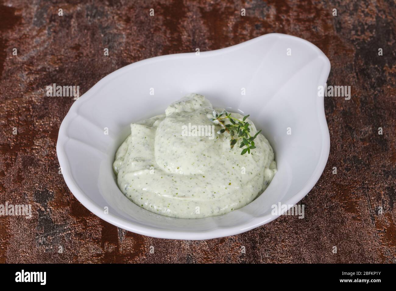 Cottage cream snack with herbs and garlic Stock Photo - Alamy