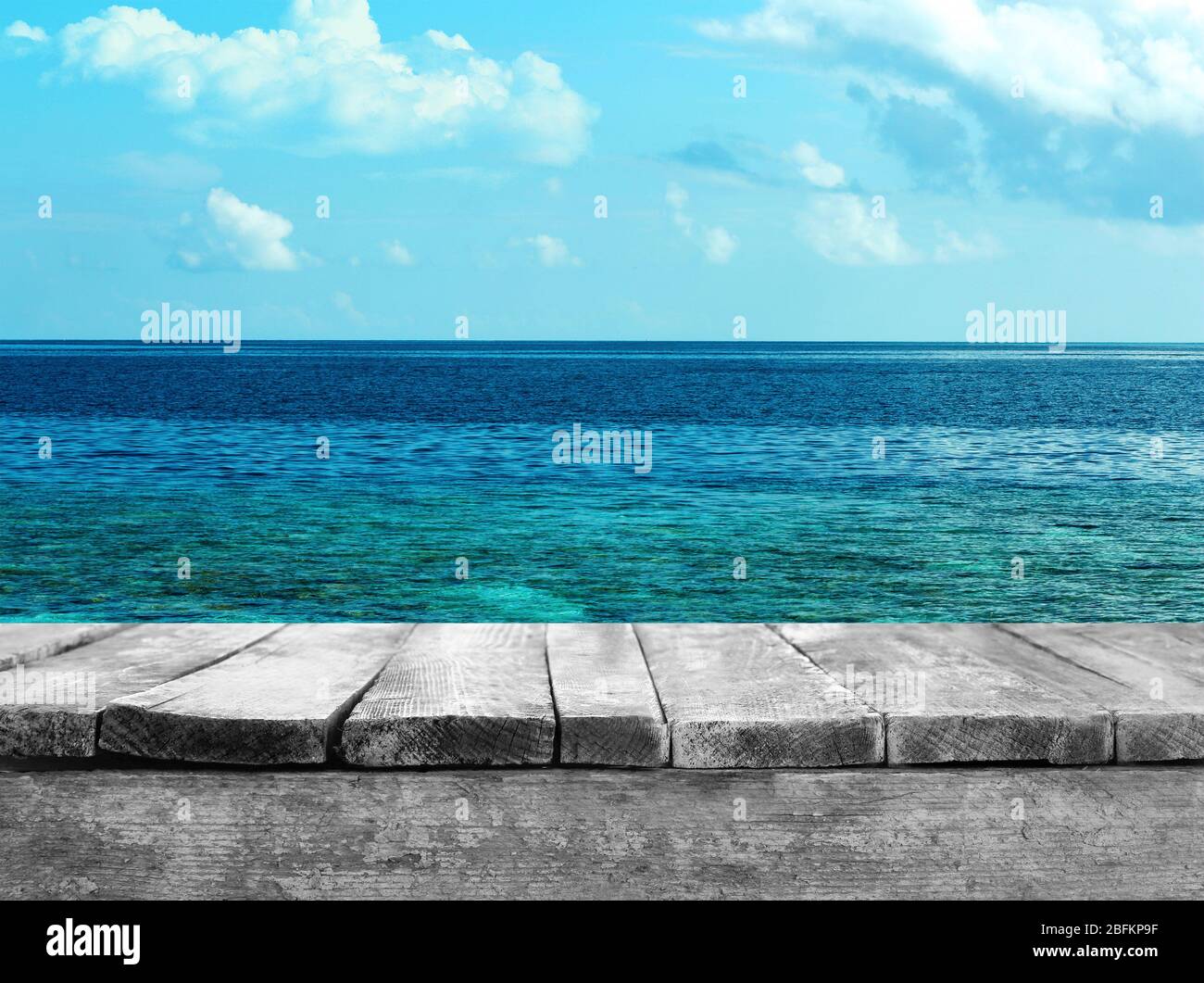 Wooden pier with beautiful sea or ocean background Stock Photo - Alamy