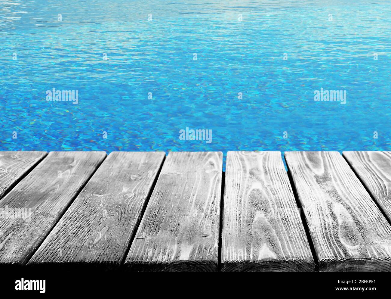 Wooden pier with beautiful sea or ocean background Stock Photo - Alamy