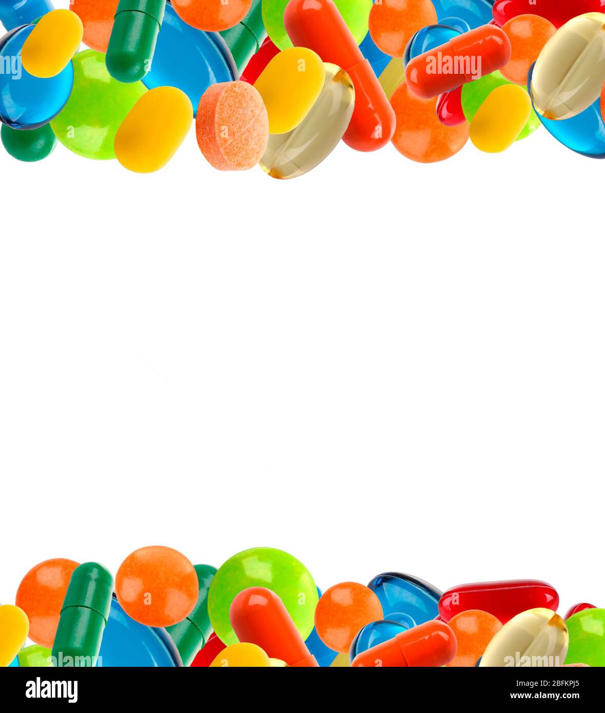 Different pills shaped as frame isolated on white Stock Photo - Alamy