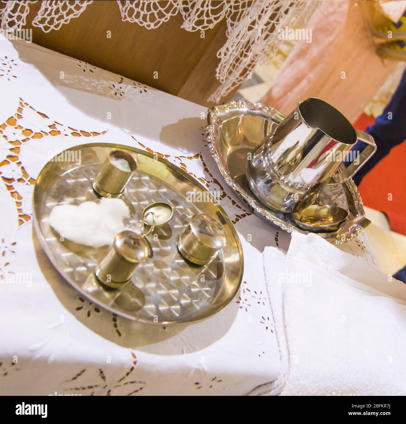 blessed water in precious silver jug ready for baptism baptism ...