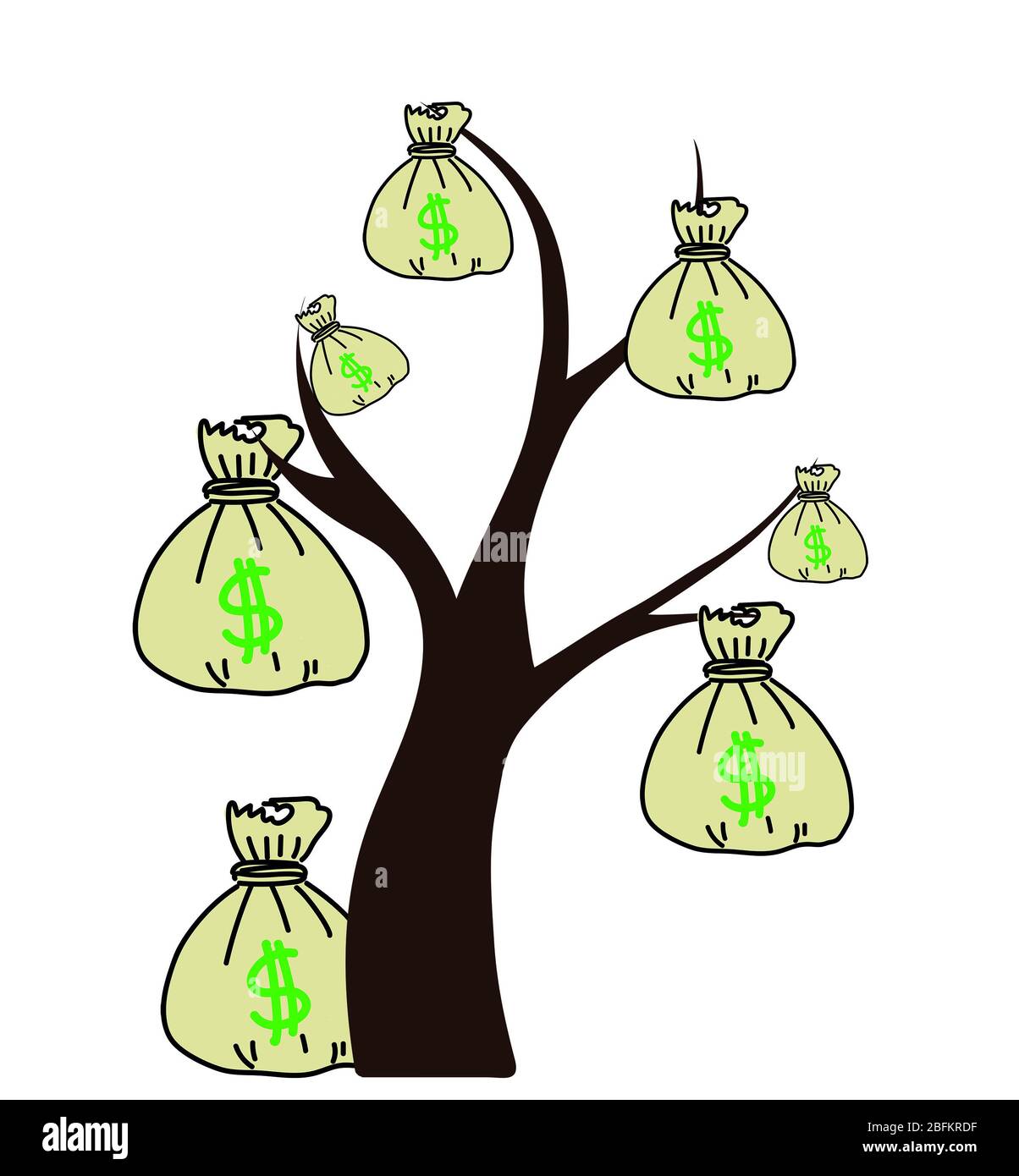 Money concept. Money tree isolated on white. Vector illustration Stock ...