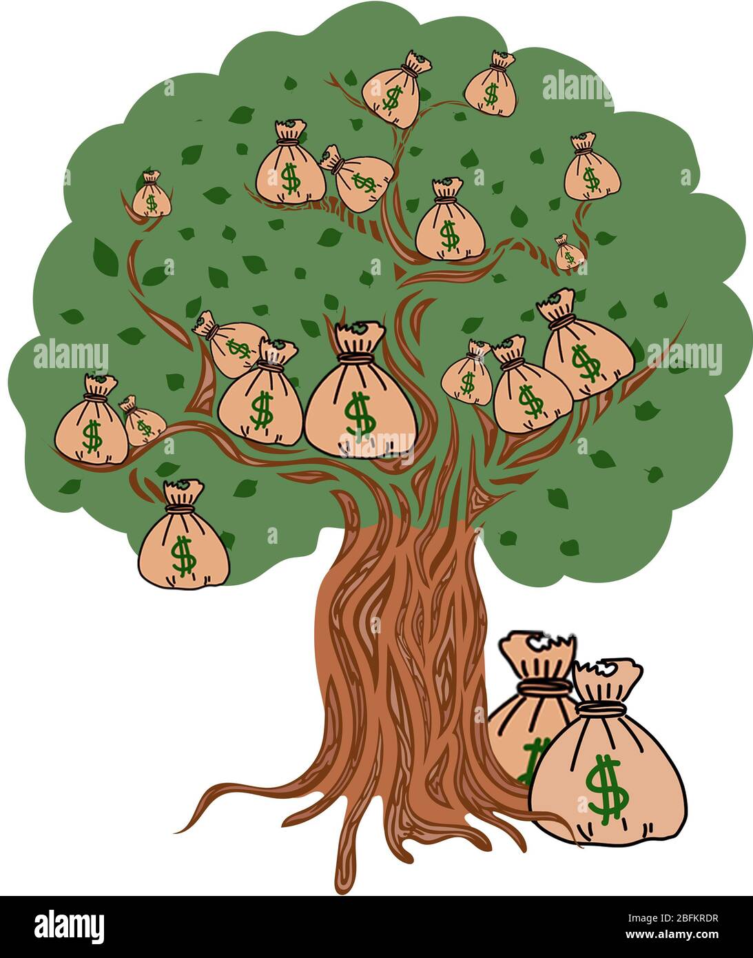 Money concept. Money tree isolated on white. Vector illustration Stock ...