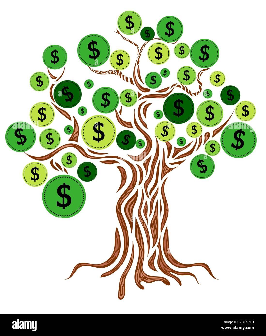 Money concept. Money tree isolated on white. Vector illustration Stock ...