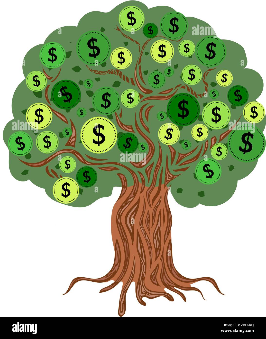 Money concept. Money tree isolated on white. Vector illustration Stock ...