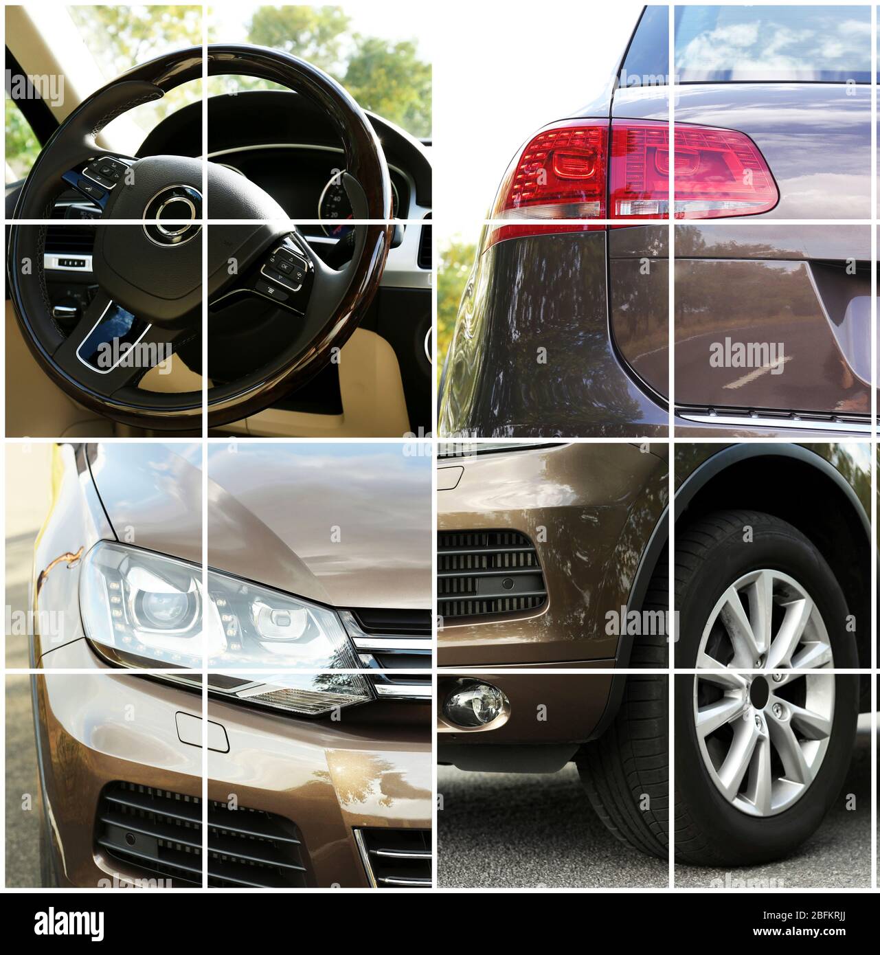 Modern car details in collage Stock Photo - Alamy