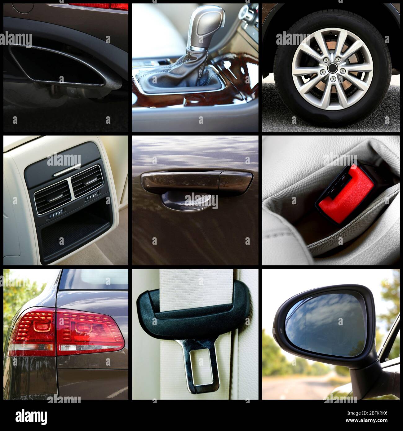 Modern car details in collage Stock Photo - Alamy