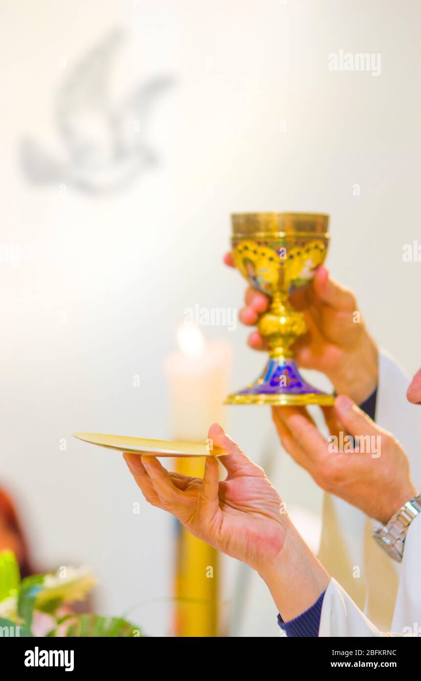 in the church wine becomes the blood of christ, and the host becomes ...