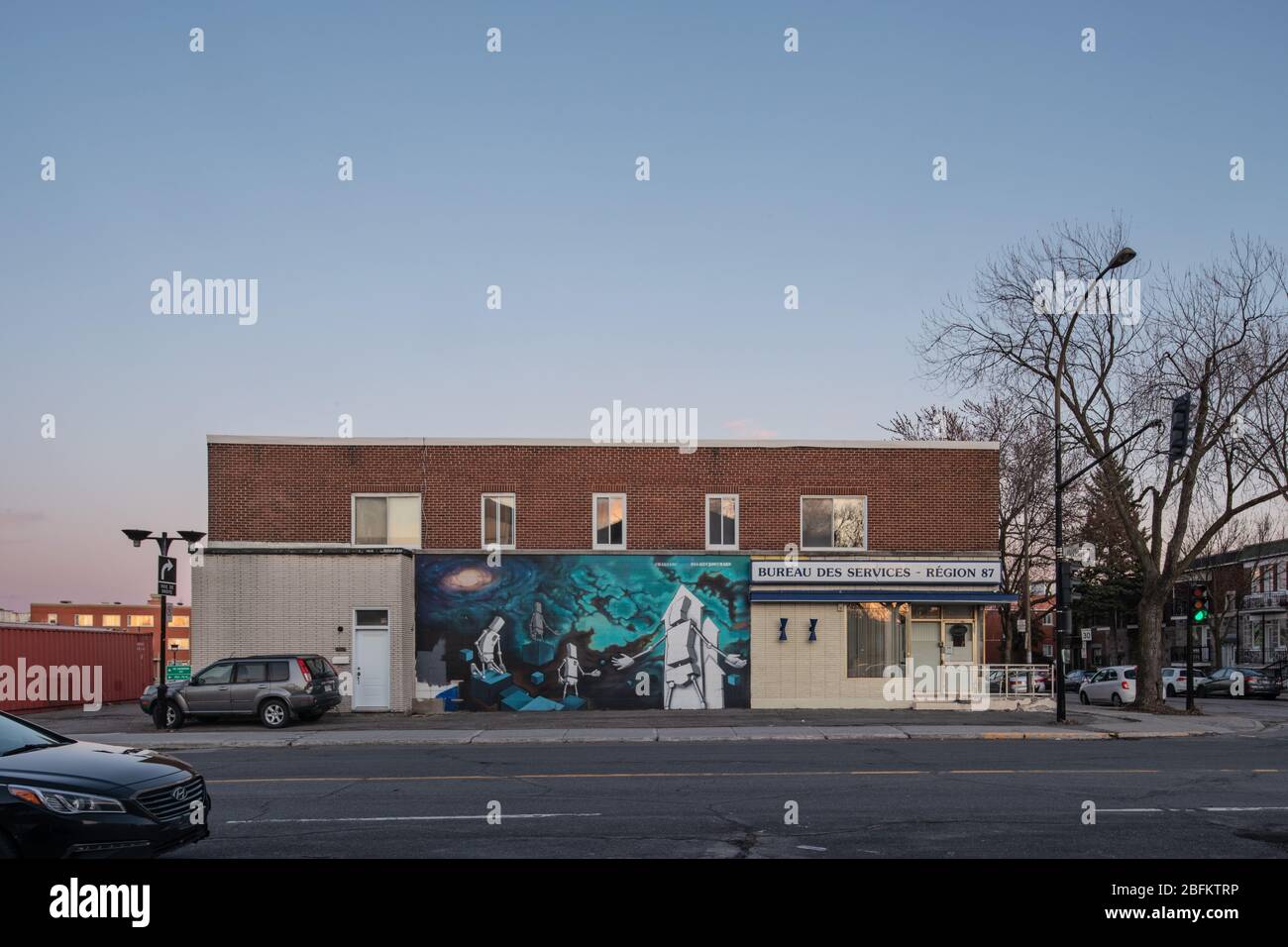 Rachel Street near Olympic Stadium with Montreal under confinement ...