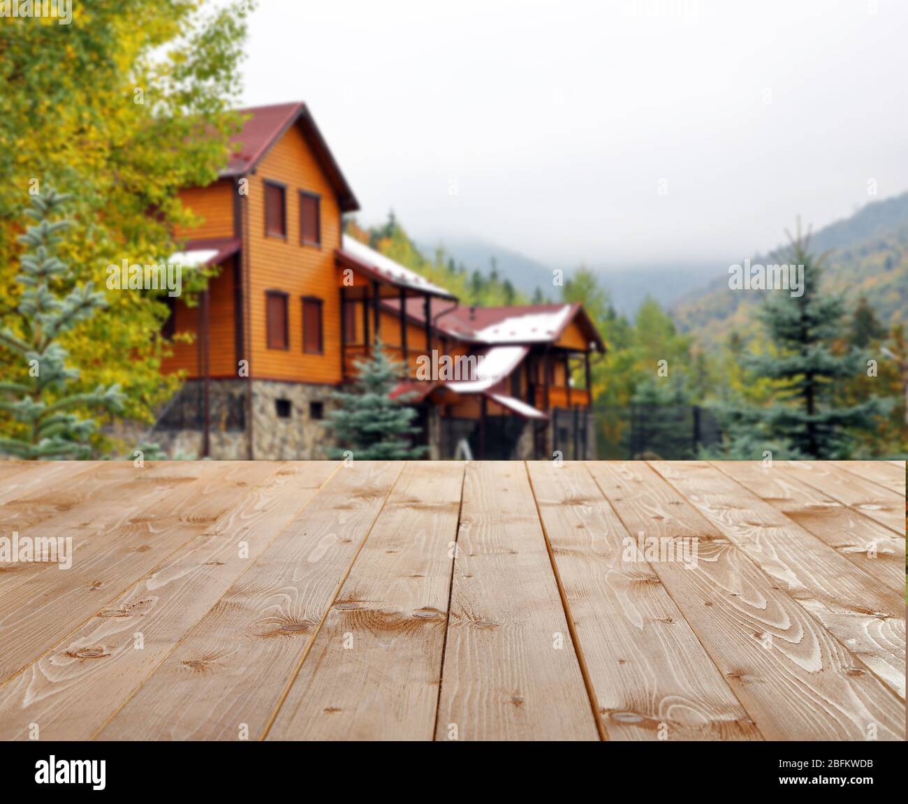 Beautiful nature background with wooden floor Stock Photo - Alamy